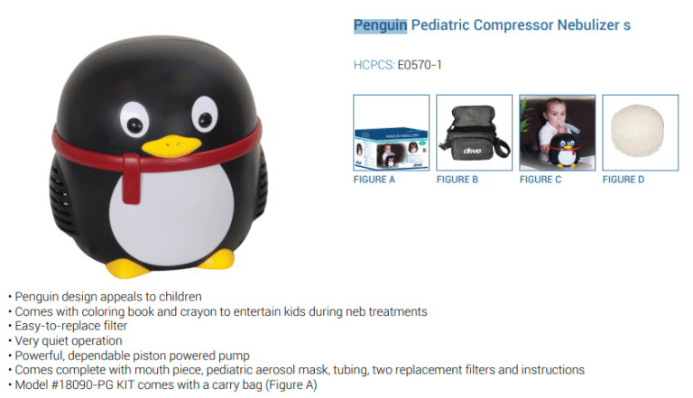 Pediatric Compressor Nebulizer - Penguin - Coastal Medical Equipment